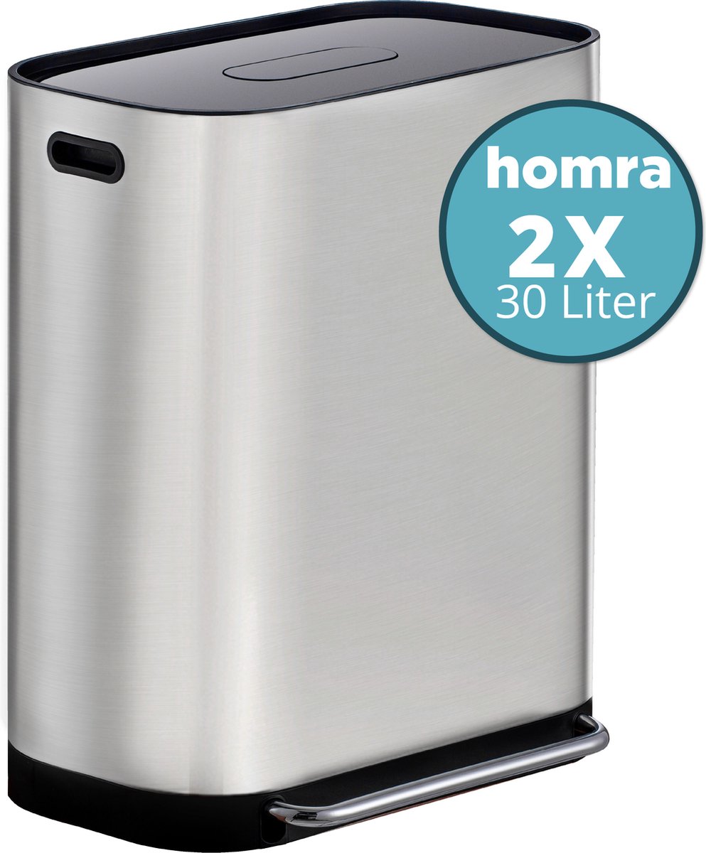 Dubbele Prullenbak 2x30L Homra Rockx - Duo Pedaalemmer 60L met ...