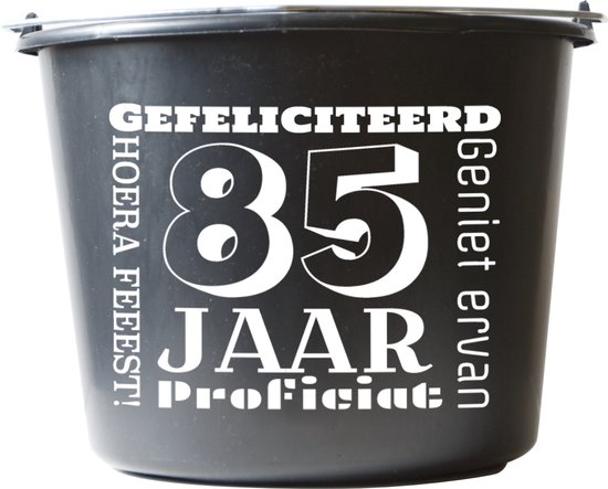 Emmer – 12 liter – zwart – met tekst: Gefeliciteerd 85 jaar | bol.com