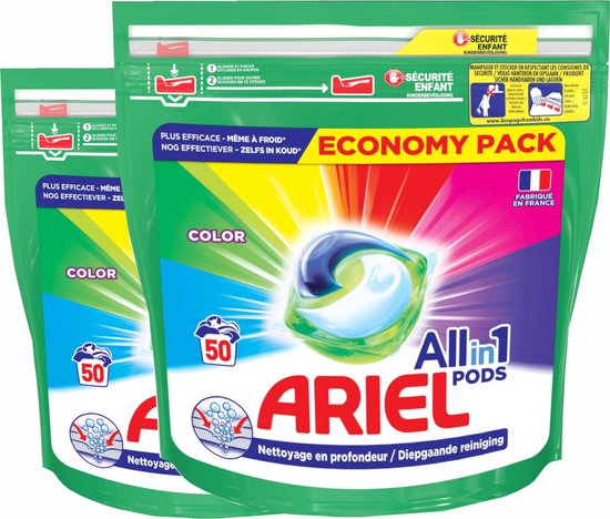 Ariel All-in-1 Pods Colour - 2x50 Wasbeurten - Voordeelverpakking | bol