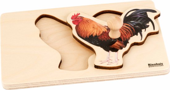 Nienhuis Montessori Kinderpuzzel Haan - Houten speelgoed - Houten ...
