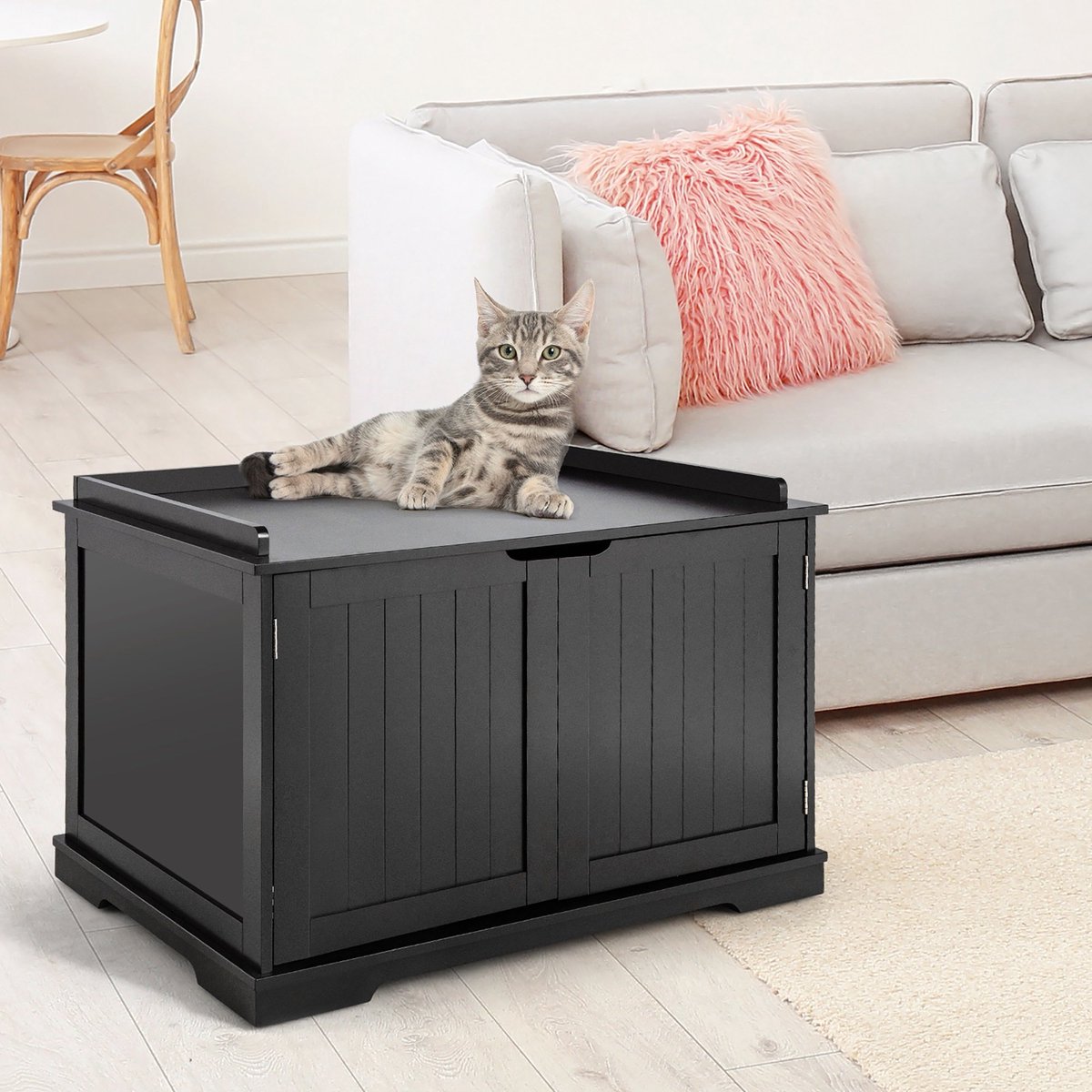 Maison pour chat, lit pour chat avec lit, toilettes pour chat fermées ...