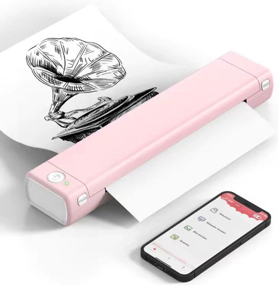 Draagbare Bluetooth Printer Roze - A4 - Thermal printer - All in one ...