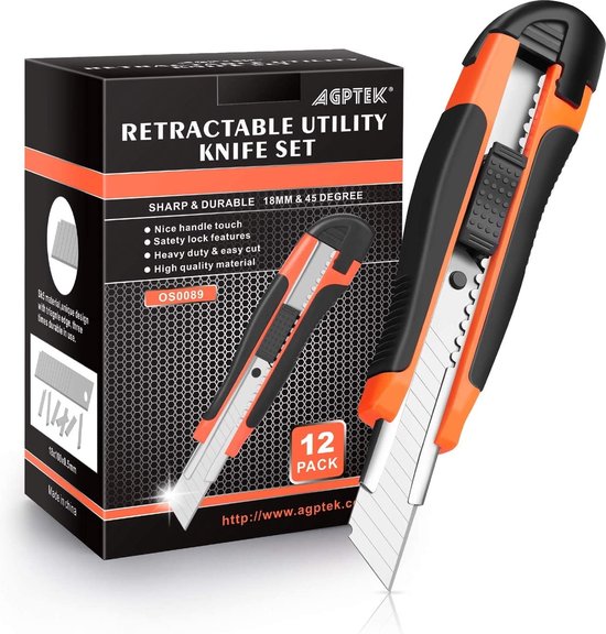 12 pakjes Exactos/Box Cutters, AGPTEK Utility Mes, 18mm Safety ...