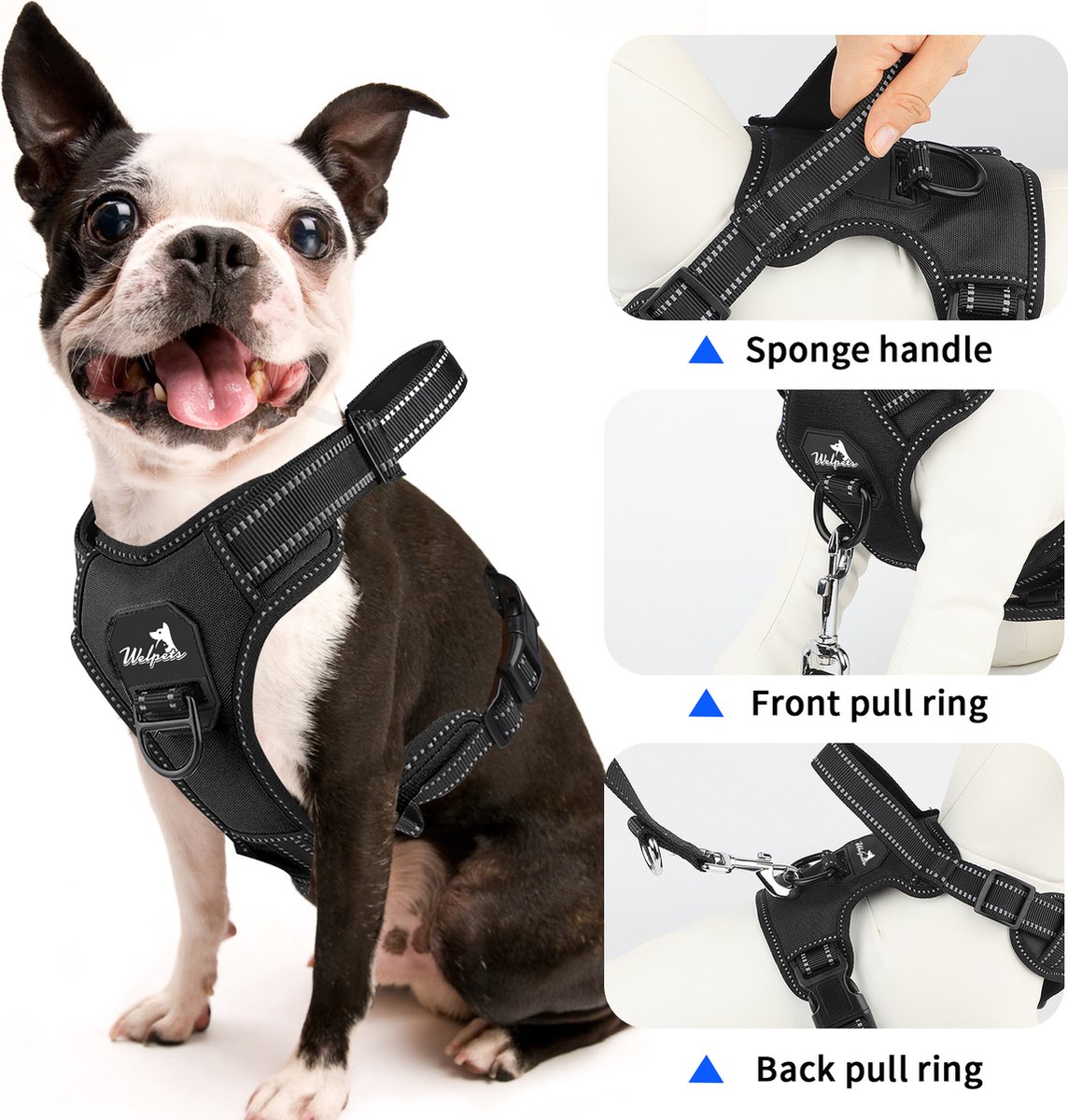 Welpets hondenharnas-hondentuigje- anti trek tuig hond- verstelbaar-S | bol.com