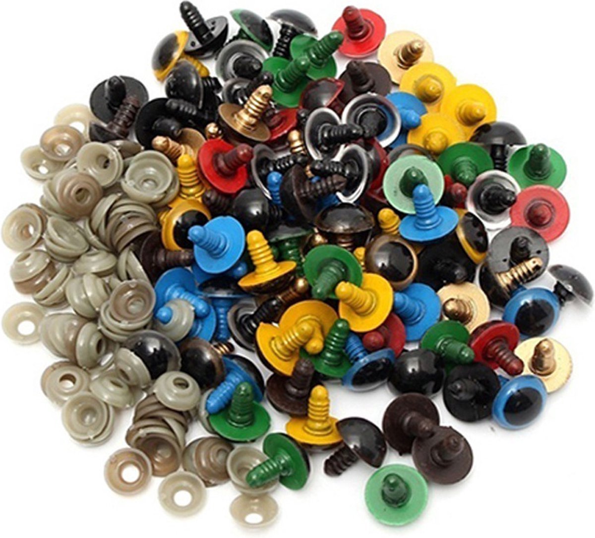 Veiligheidsoogjes - veiligheidsneuzen - met kleur - DELUXE - 100 stuks ...