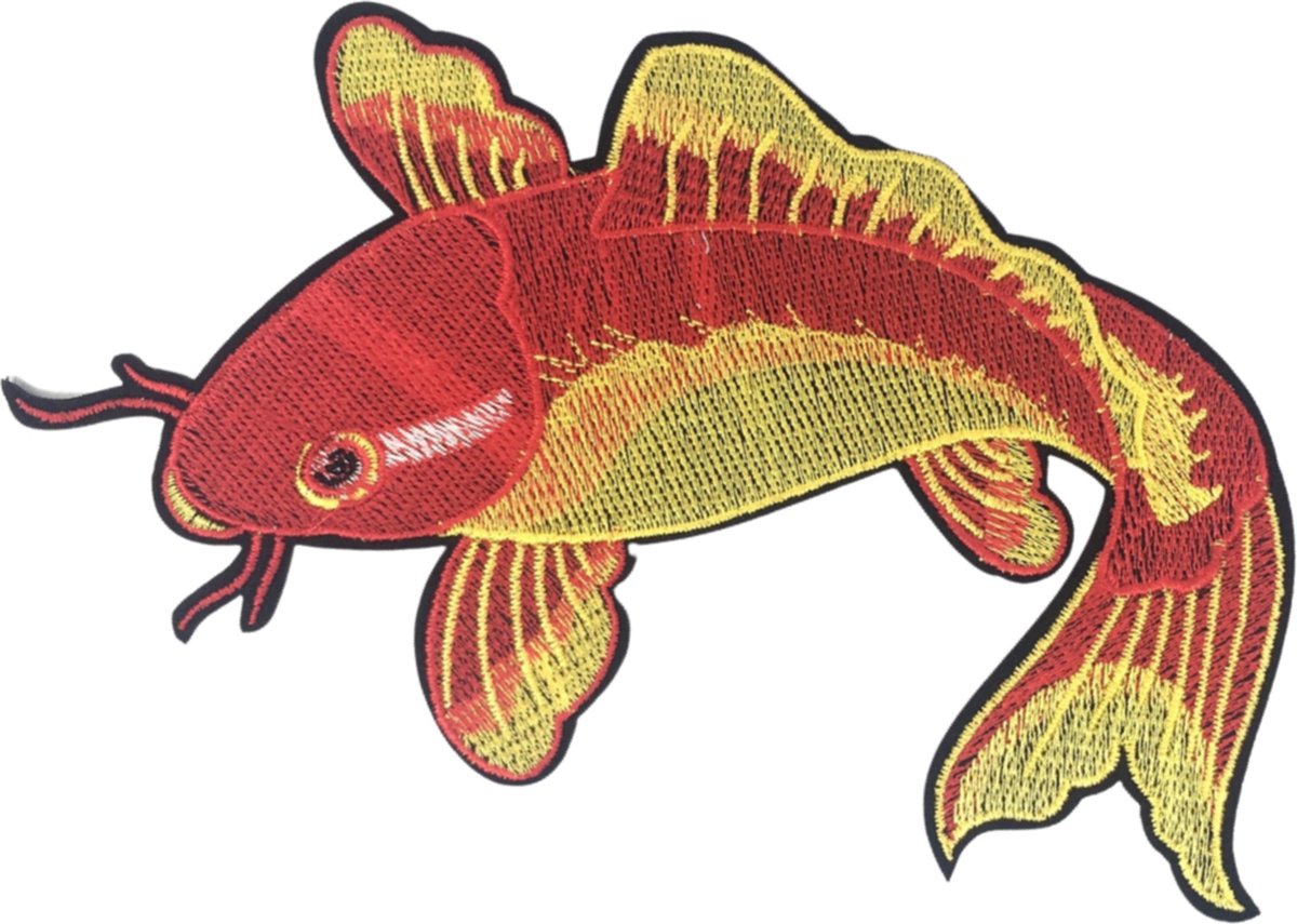 Vis Koi Karper Strijk Embleem Patch Rechts 17 cm / 9.8 cm / Oranje Geel | bol.com