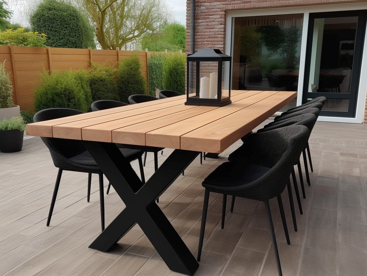 Tuintafel Douglas 260 x 90 cm - Stalen X poten + Tijdelijk Gratis ...