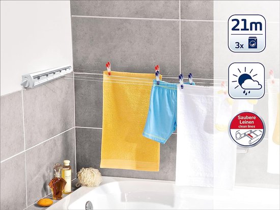 MultiMarkt Waslijn Uittrekbaar - Binnen en Buiten - 21m - Roldrooglijn ...