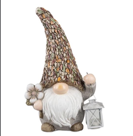 Tuinkabouter gnoom dwerg met lantaarn en bloem- multi color - 42 cm ...