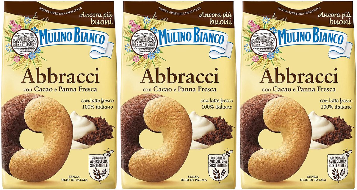 MULINO BIANCO Abbracci - Biscuits sablés italiens au goût beurre-cacao ...