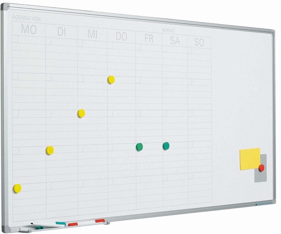 Whiteboard Deluxe - 60x120cm - Planbord - Geëmailleerd staal ...