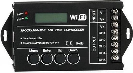 TC421 LED time controller met 5 kanalen - USB kabel - Tijdschakelaar ...