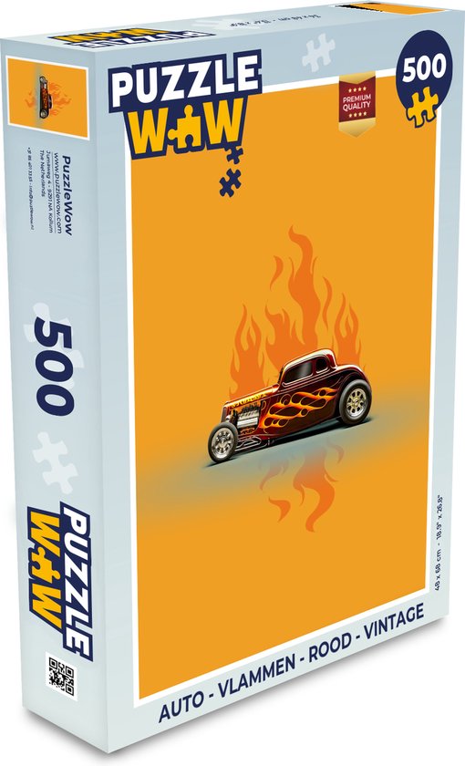 Puzzel Auto - Vlammen - Rood - Vintage - Legpuzzel - Puzzel 500 stukjes ...