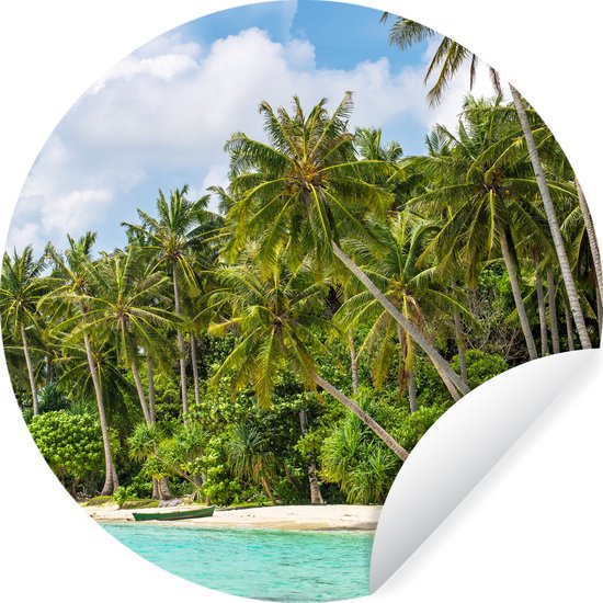 WallCircle - Muurstickers - Behangcirkel - Palmboom - Zee - Tropisch - ⌀ 140 cm -... | bol