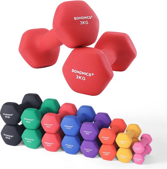 Halters Set Fito - 2x3.0kg - Rood - 20x8.5cm - Thuis - Gym - Kantoor | bol