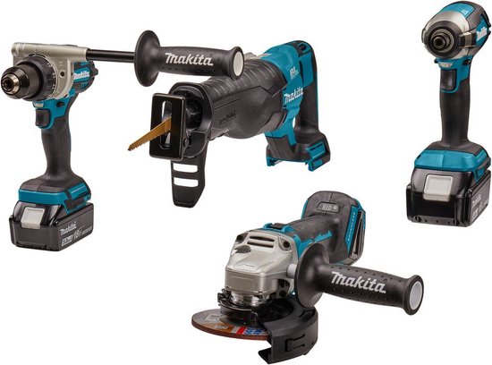 Makita DLX4157TX1 Accu Combiset 4-delig 18V 5.0Ah in Tas | bol