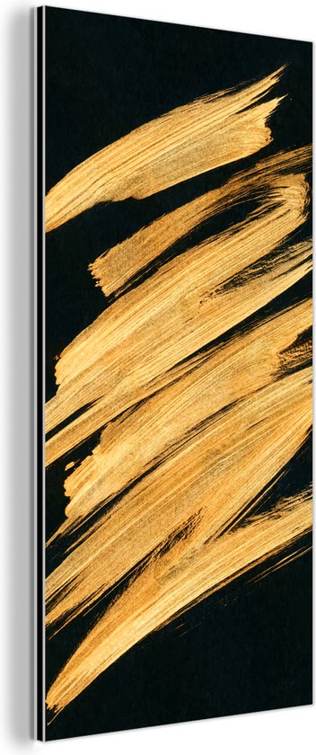 Wanddecoratie Metaal - Aluminium Schilderij Industrieel - Goud - Verf ...