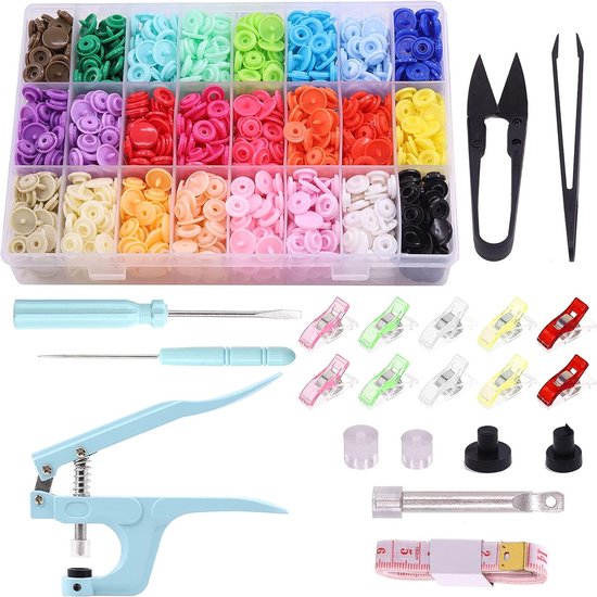 405 stuks drukknopen en drukknooptangen set 24 kleuren T5 kunststof ...