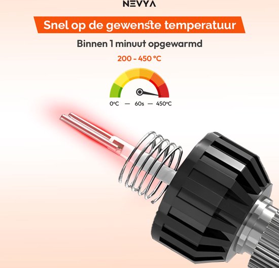 Nevya | Soldeerbout | Inclusief 5 tips & standaard | 60W | Precisie ...