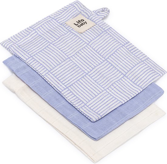 Lifa baby Hydrofiel Washandje - 15x20 cm - Checkered Charm - Organisch ...