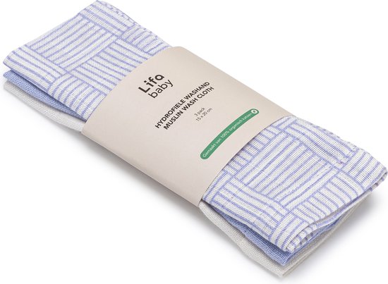 Lifa baby Hydrofiel Washandje - 15x20 cm - Checkered Charm - Organisch ...