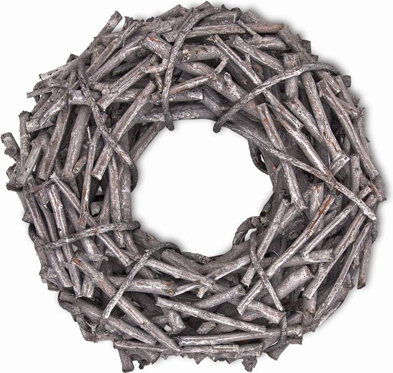 Houten krans grijs omwikkeld 50cm houten krans sierkrans decoratieve ...