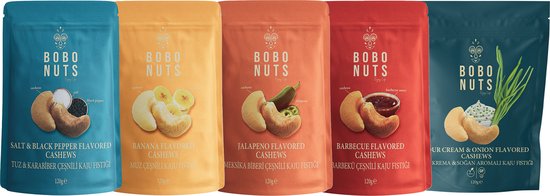 Bobo Nuts - Diverse Smaken Cashewnoten - Alle 5 soorten in 1 ...