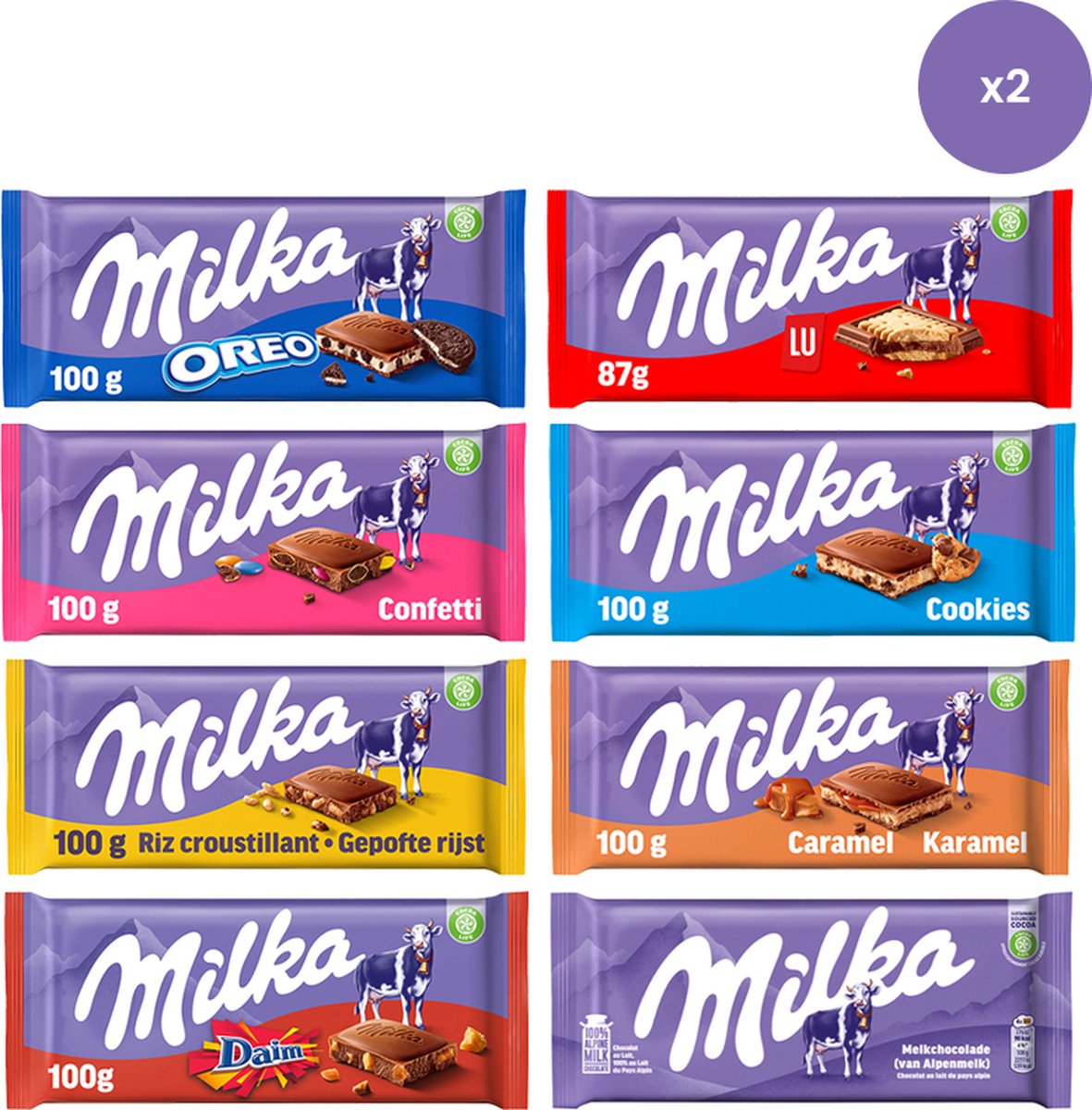 Milka chocolade tabletten assortiment - 16 tabletten - 1574g | bol