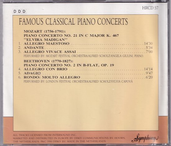 Collection of Classical Music 4, CD 1, Piano concerto no. 21 in C major ...