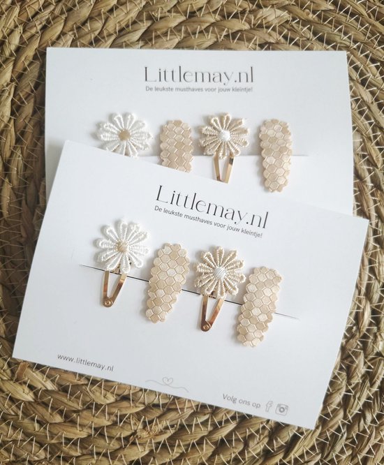 Haarclips | Littlemay.nl | Haarset Madelief | Haaraccessoires | Handgemaakt | 3cm | bol