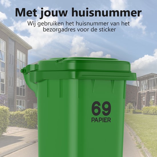 Container Sticker Huisnummer - Set van 4 stuks - GFT - Rest - Plastic ...
