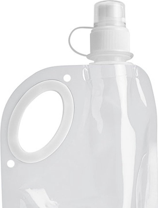 Waterfles/drinkfles/sportbidon opvouwbaar - 2x - wit - kunststof - 770 ml - schroefdop... | bol.com