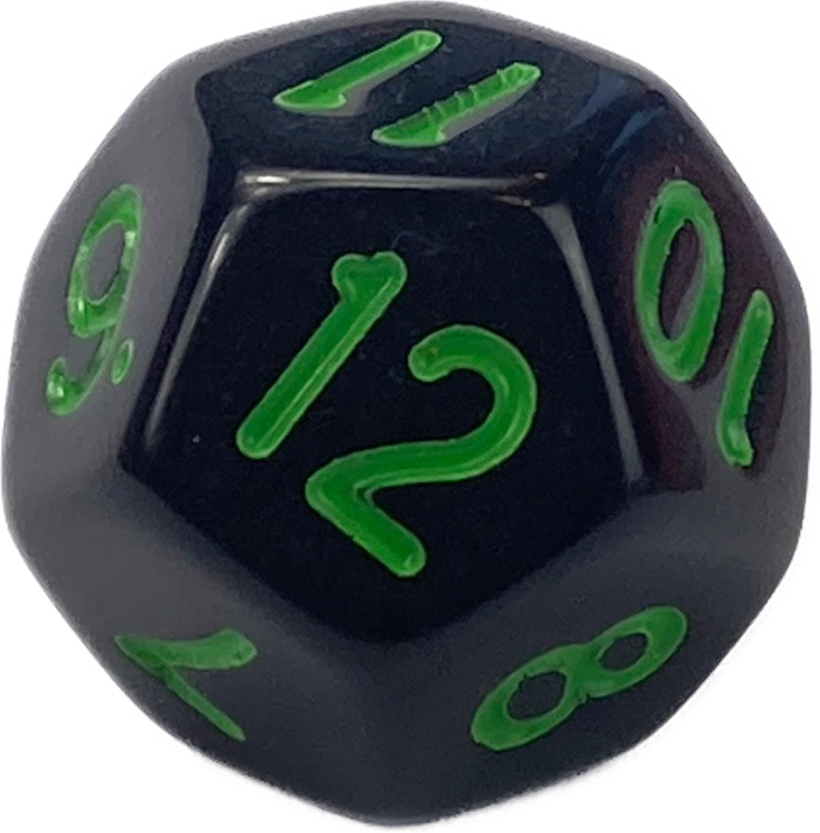 Diceshop 12 Vlakken Dobbelsteen Zwart met Groen(10 stuks) | bol