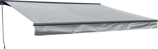 SAULE luifel 3.95 × 3m met half luifel - Grijs doek en grijze structuur ...