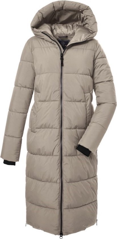 Killtec dames winterparka - Padded/gewatteerde lange winterjas - beige ...