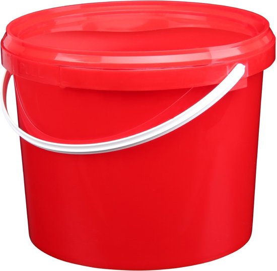 Emmer met deksel - 5 liter - rond - rood | bol.com