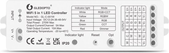 Gledopto Wifi 5 in 1 LED controller - Voor alle soorten ledstrips - GL ...