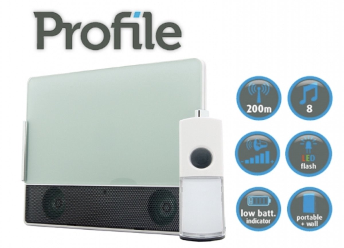 PROFILE deurbel Notturno - draadloos - 200 meter - 8 melodieën - met ...
