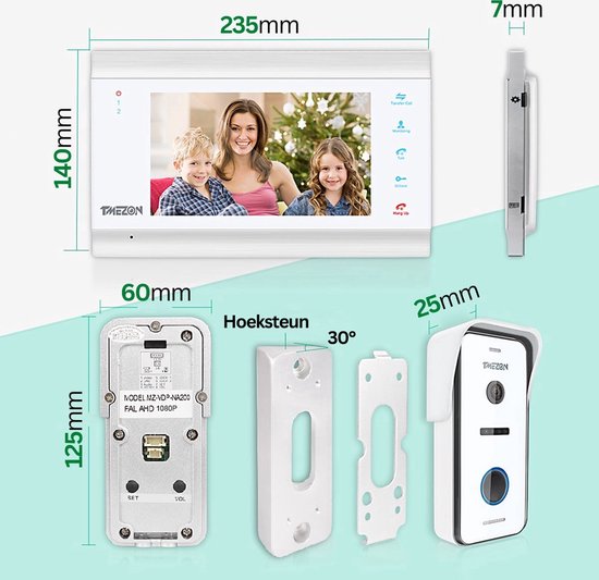 Parlofoon - Deurbel met Camera - 1080P - Nachtzicht en Regenkap - Hoge ...