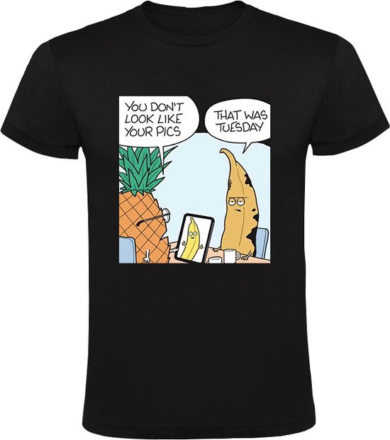 Oude foto Heren T-shirt - banaan - ananas - humor - grappig | bol