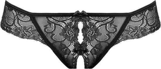 Kanten String Met Open Kruisje Marzia - Zwart | bol