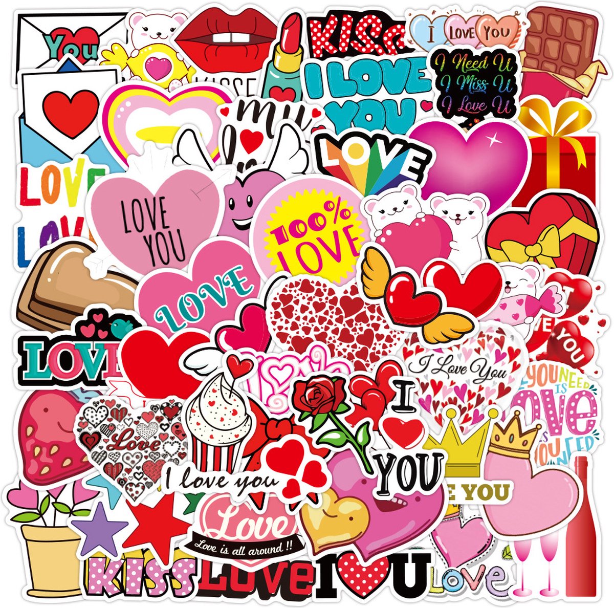 50 stuk valentijnsdag love Cartoon stickers voor kinderen en ...