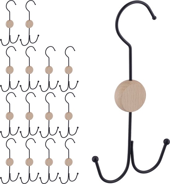 15x dubbele haak - zwarte ophanghaken - kledinghaken metaal ...