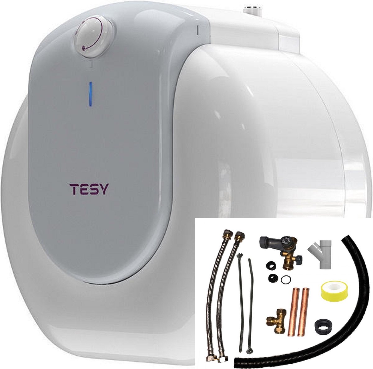 Elektrische close-in boiler 10 liter met montageset, bovenuitloop, Tesy ...