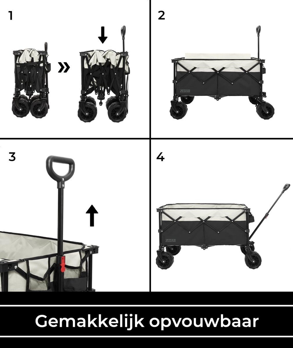Zedar Bolderkar Opvouwbaar - 200L - Bolderwagen met stevig frame ...