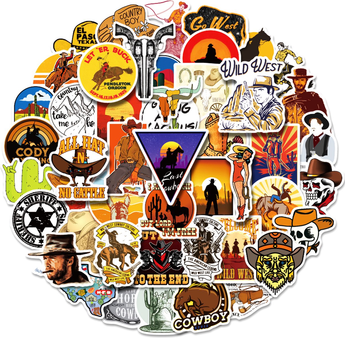 50 stuk cowboy Cartoon stickers voor kinderen en volwassenen ...