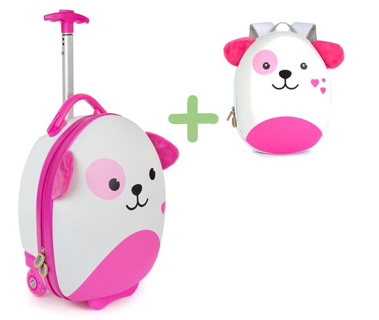 Set van puppy (roze) kindertrolley & kinderrugzak - handbagage ...