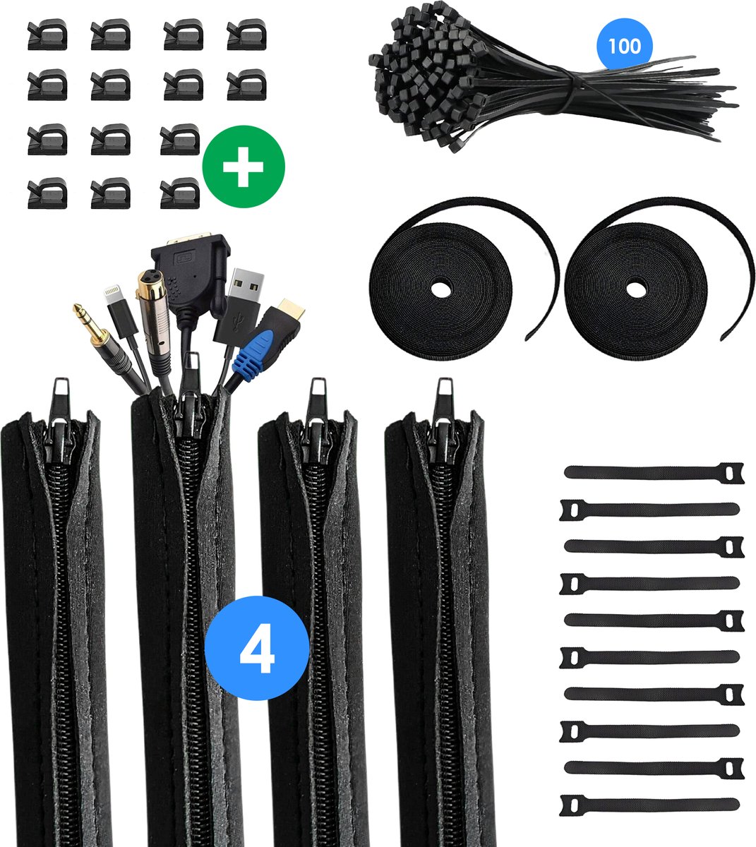 For-ce kabel organiser set - 136 stuks - cable managment voor bureau ...