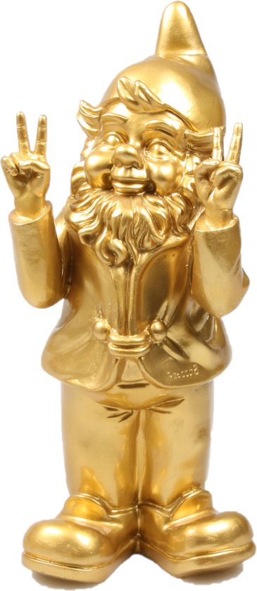 Stoobz Design Tuinkabouter - goudkleurig - peace - 31 cm - polystone ...