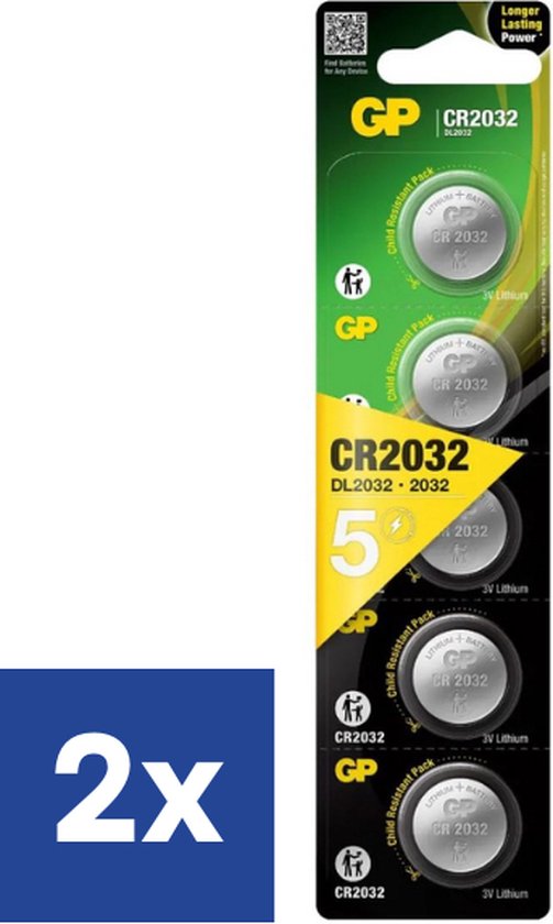 Lithium Knoopcel Batterij CR2032 GP 3V - 2 x 5 stuks | bol